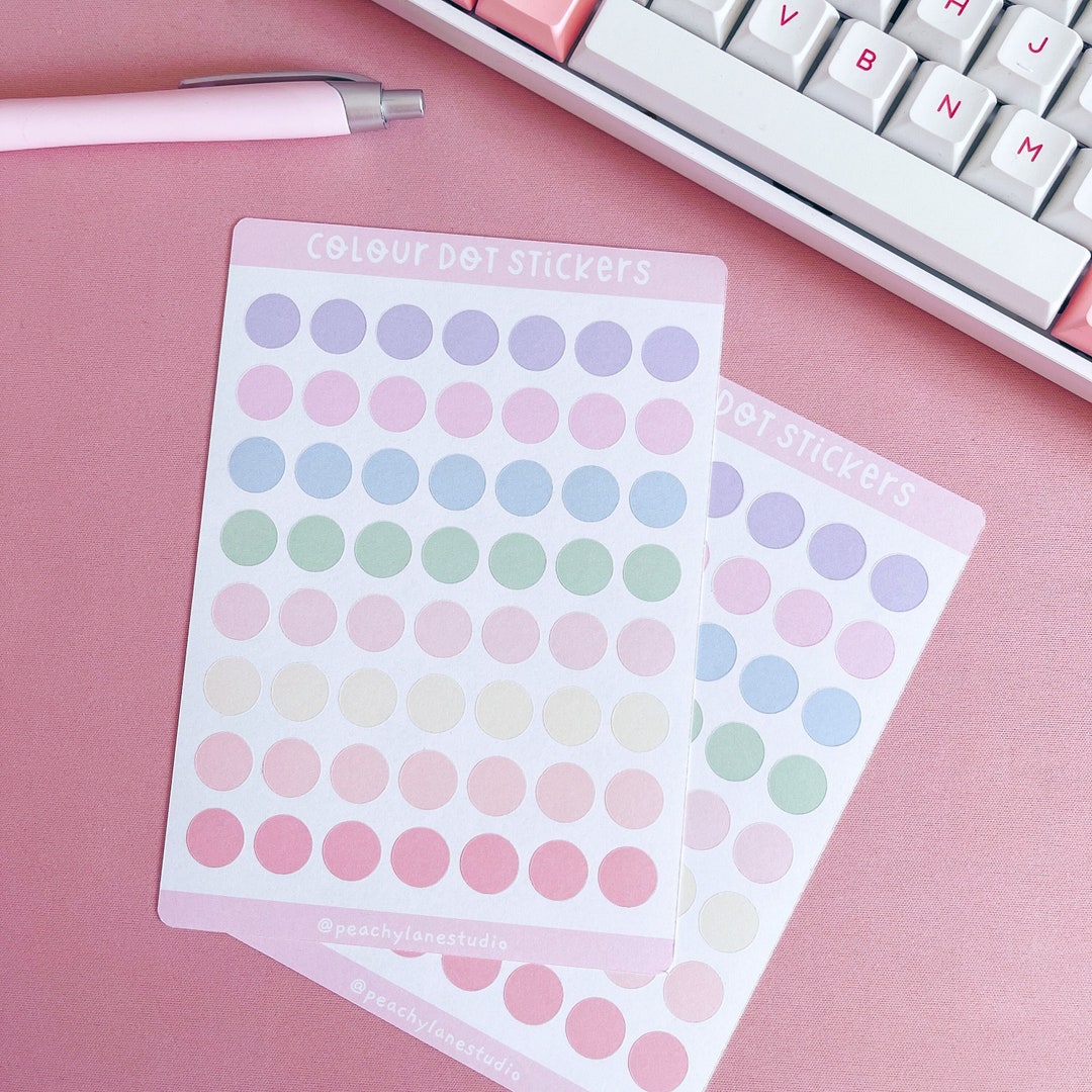 Colourful Dot Sticker Sheet, Cute Stickers, Themed Handmade Stickers ...