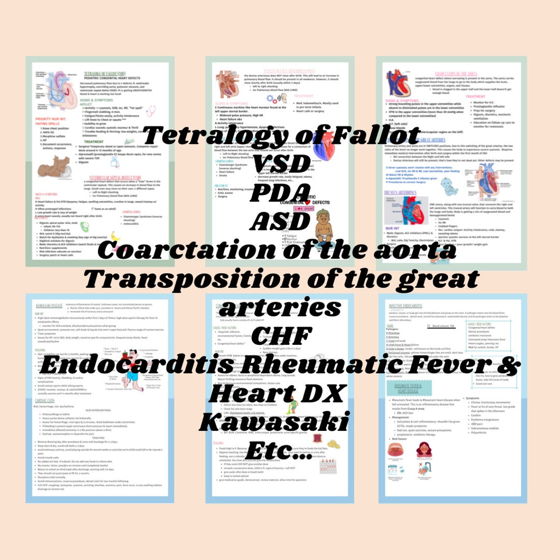 Pediatric Nursing Notes, Cardiac Disorders, RN - Etsy