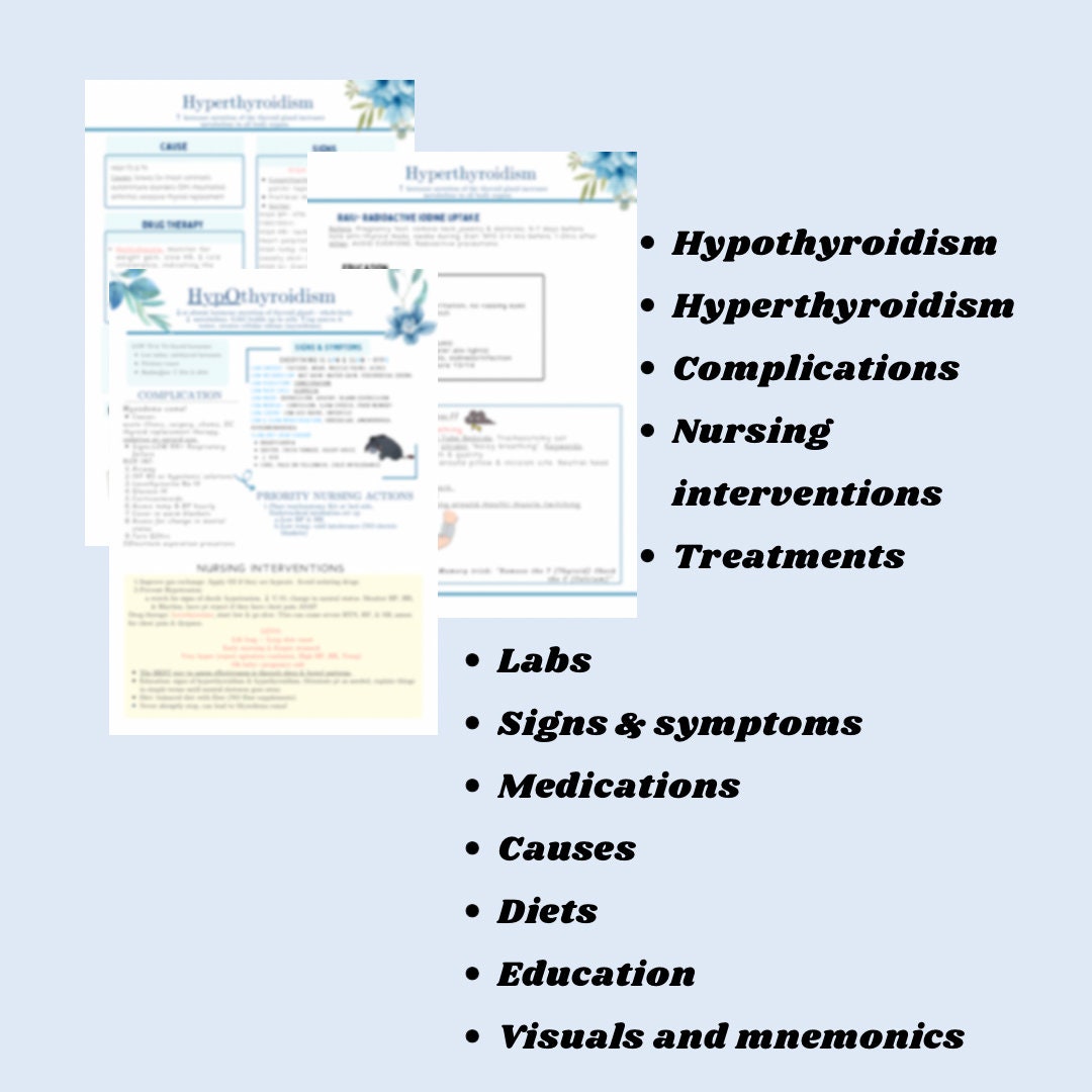 Hyperthyroidism and Hypothyroidisms Critical Care Nursing Notes PDF - Etsy