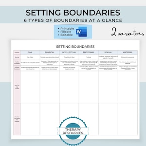 Setting Boundaries Template Fillable Editable Printable - Etsy