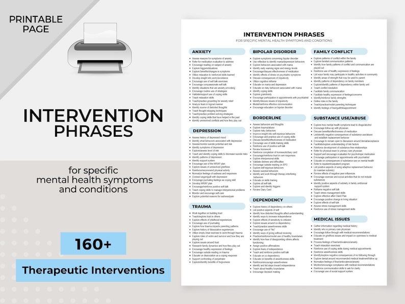 Therapy Intervention Phrases Clinical Words Mental Health - Etsy
