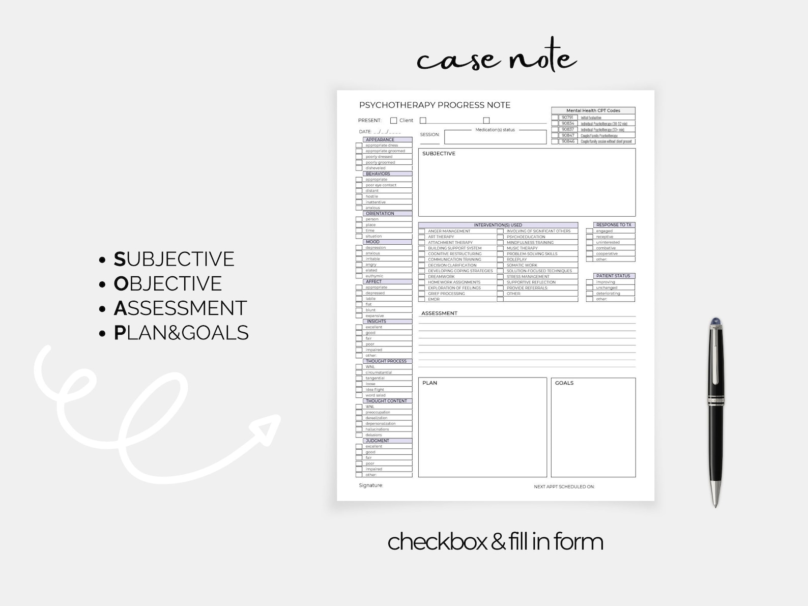 Soap Note, Psychotherapy Progress Note Template, Private Practice Forms ...