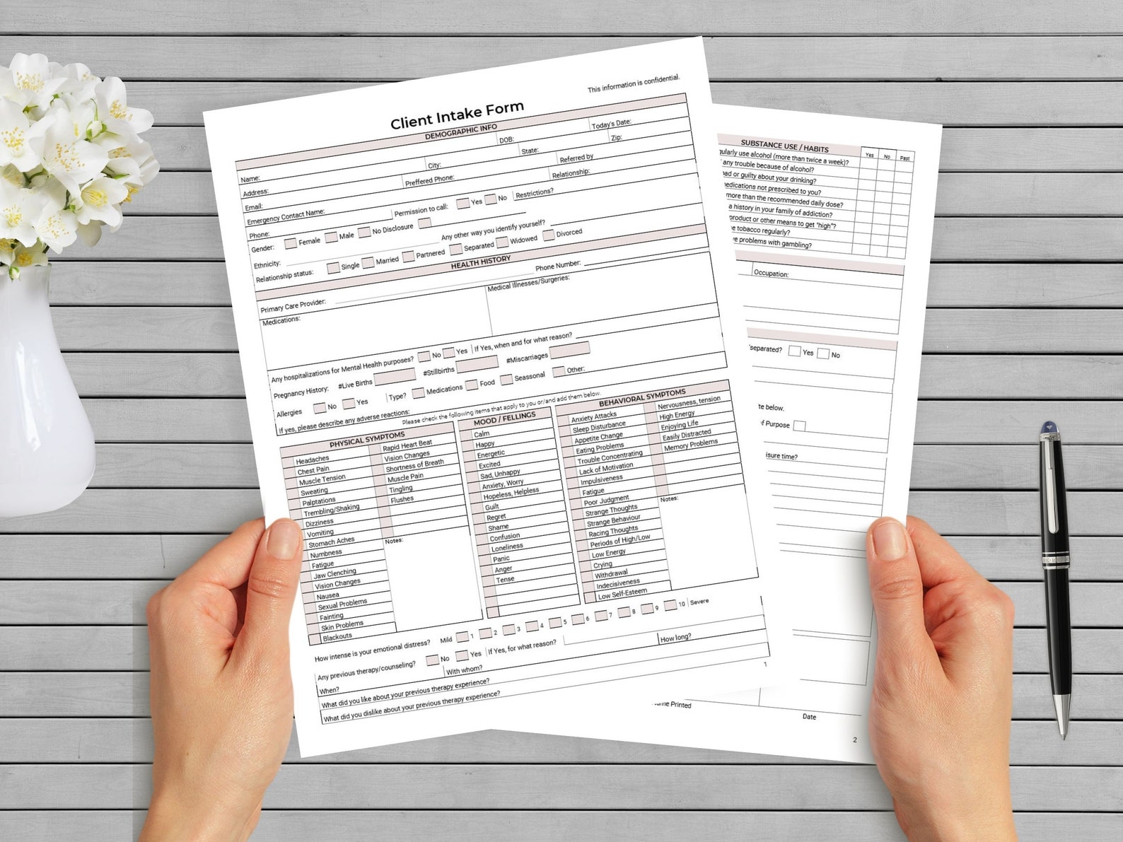 Client Intake Form Printable, Therapy Office Documentation, Counseling ...