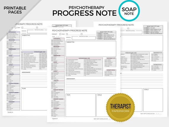 Soap Note Psychotherapy Progress Note Template Private - Etsy