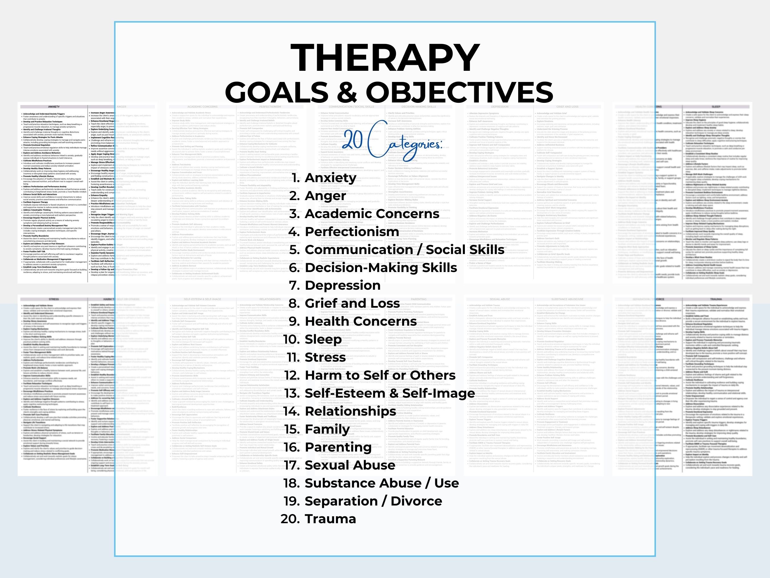 Therapy Goals & Objectives, Therapy Interventions, Setting Therapy ...