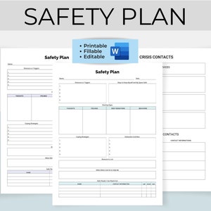 Safety Plan Template, Crisis Plan, Coping Skills, Suicide Prevention - Etsy