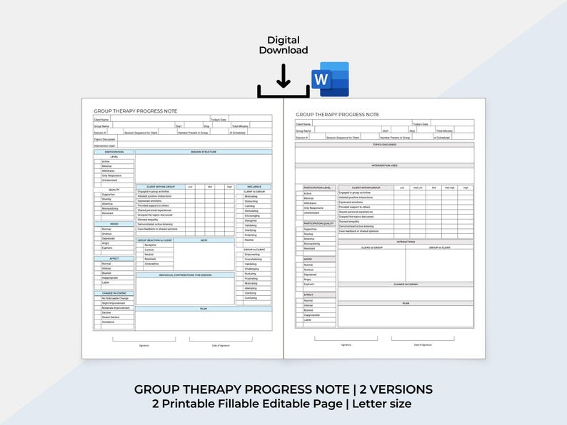 Group Therapy Progress Note, Therapy Session Documentation, Therapy ...