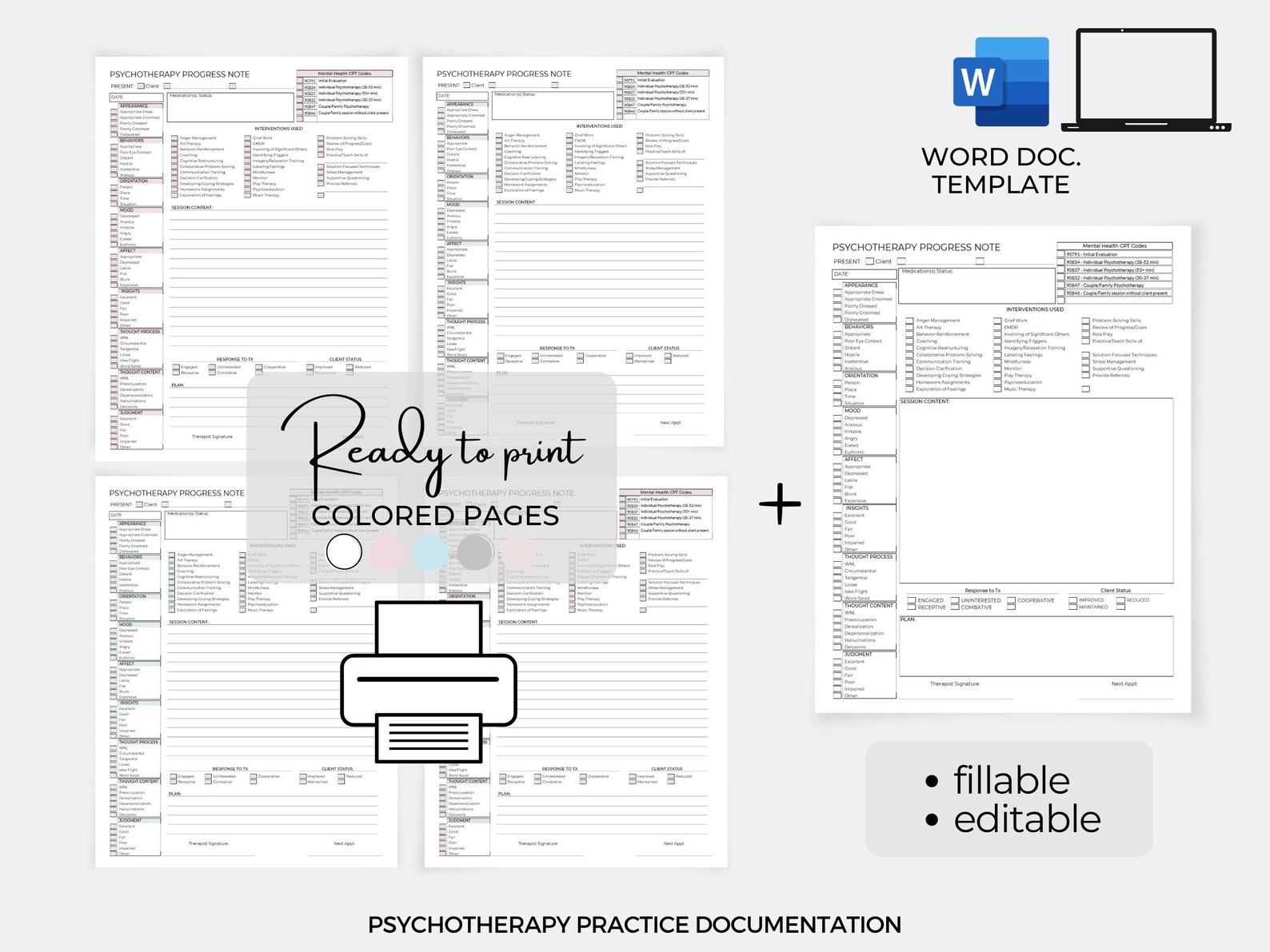 Psychotherapy Progress Note Template Narrative Note Therapy - Etsy