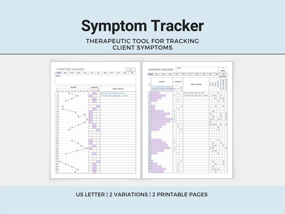 Symptom Tracker for Therapy, Printable Clinical Tool (digital Download ...