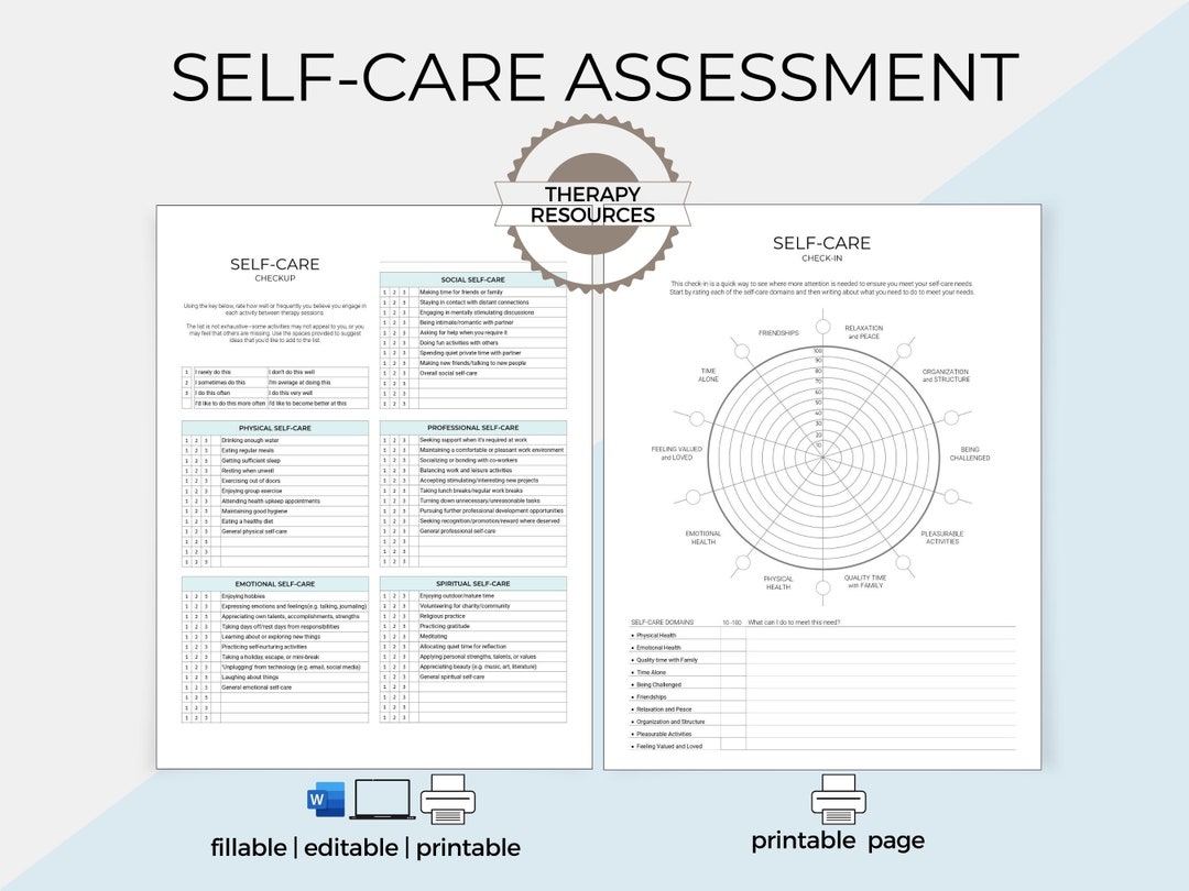 Self-care Checkup Template Editable, Self-care Check-in Printable ...