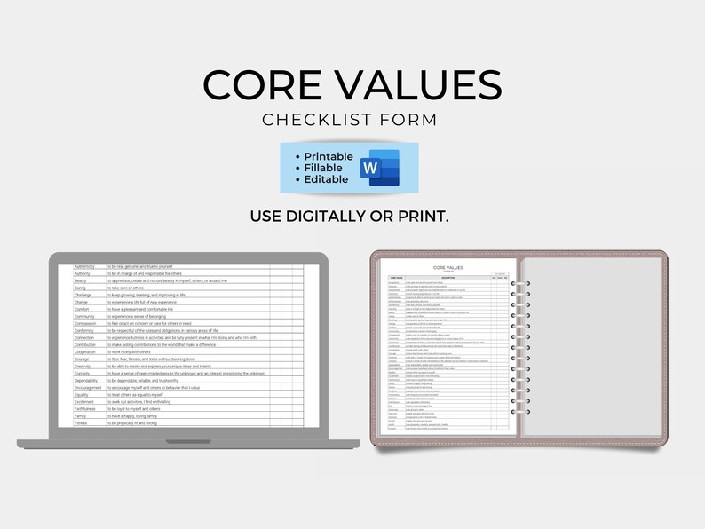 Identifying Core Values Worksheets Clarification Core Values Cbt