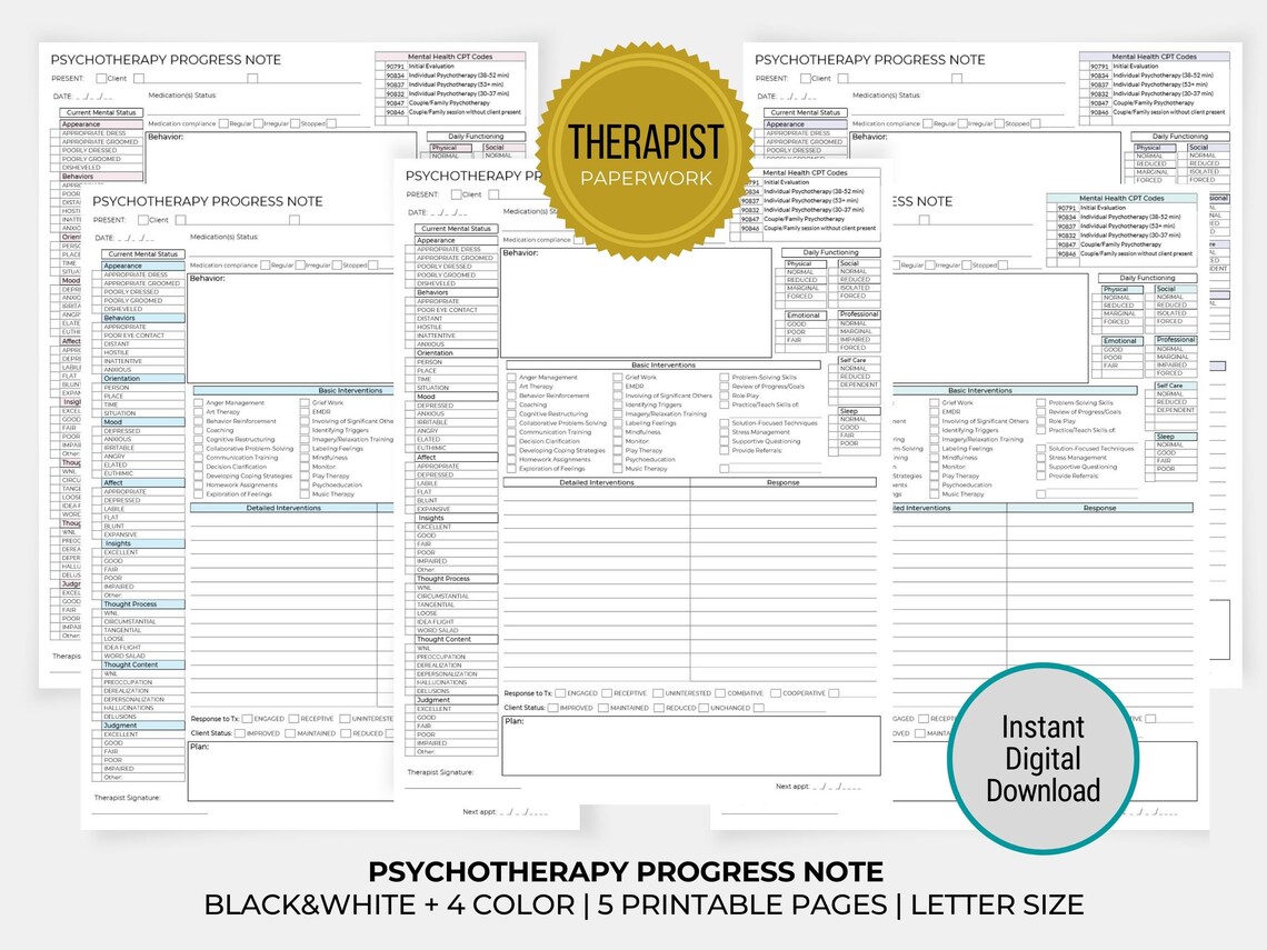 Psychotherapy Progress Note Template BIRP Note Printable - Etsy