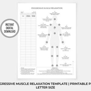 Progressive Muscle Relaxation Template, CBT Techniques Printable ...