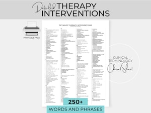 Therapeutic Intervention Words & Phrases, Therapy Abbreviations ...