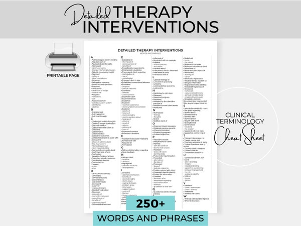 Therapeutic Intervention Words & Phrases, Therapy Abbreviations ...