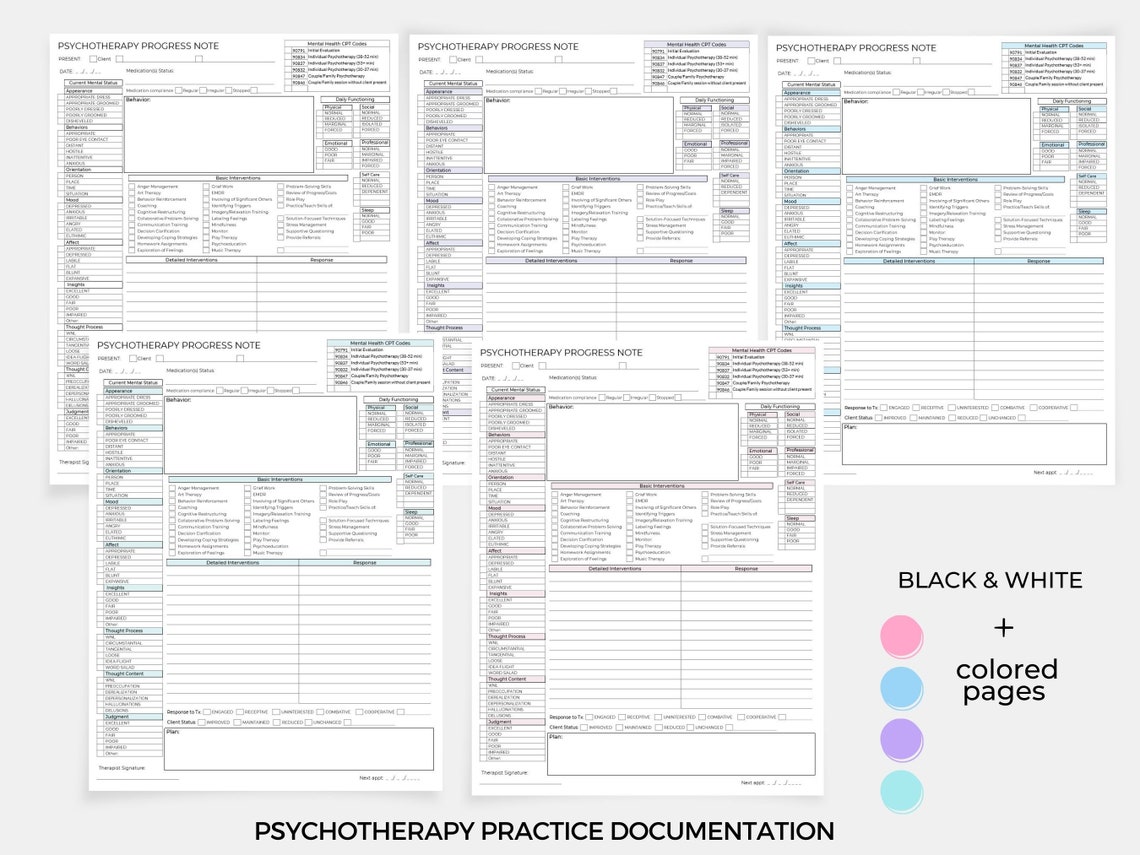 Psychotherapy Progress Note Template BIRP Note Printable - Etsy