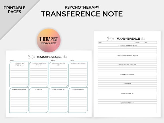 Transference Note Printable Therapist Process Note Session - Etsy