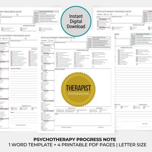 Psychotherapy Progress Note Template Narrative Note Therapy - Etsy