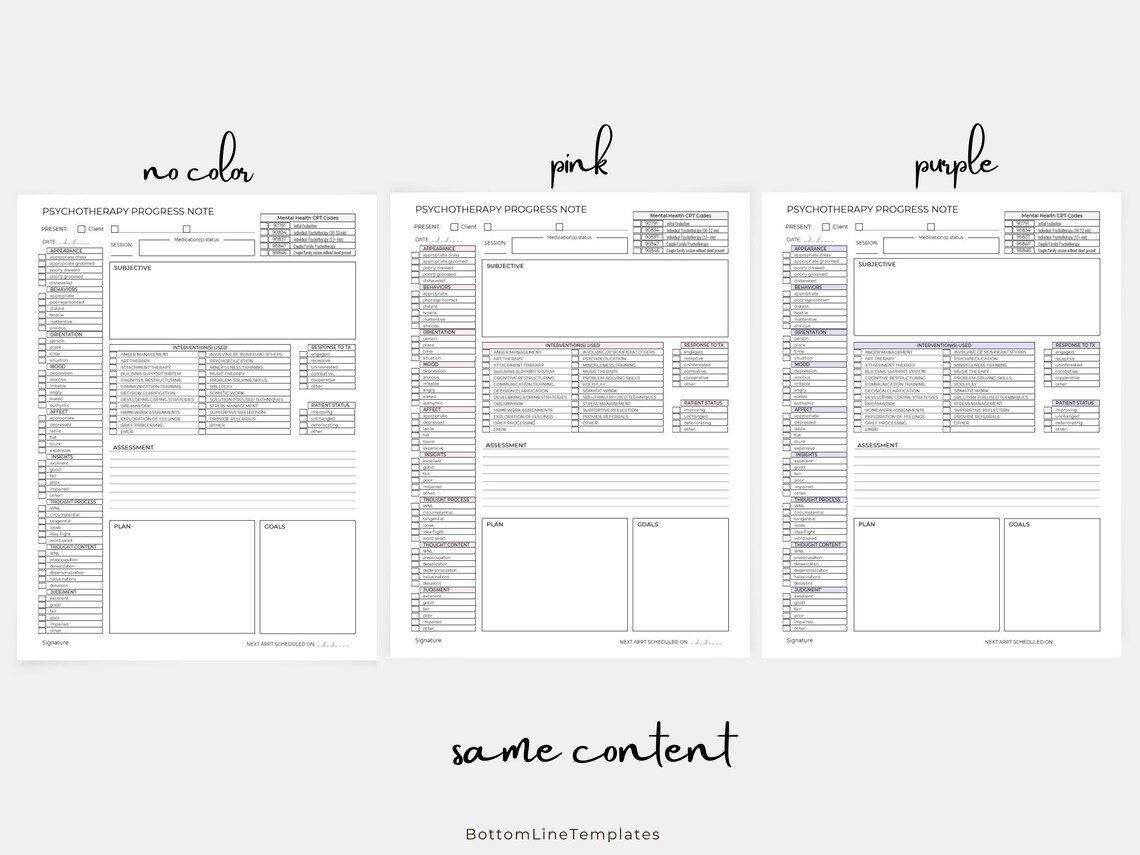 Soap Note Psychotherapy Progress Note Template Private - Etsy