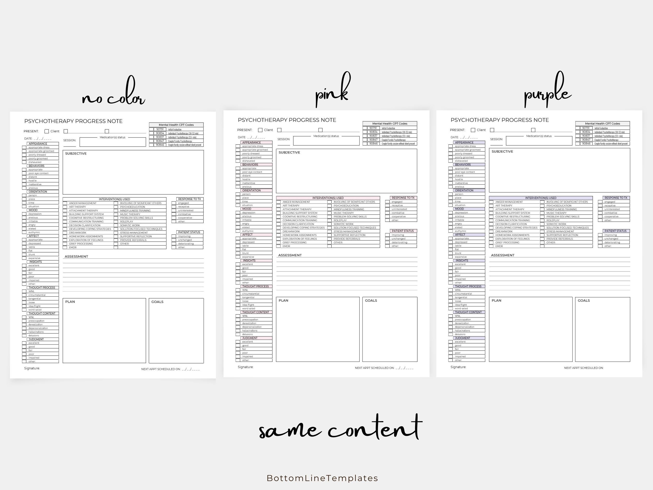 Soap Note Psychotherapy Progress Note Template Private - Etsy