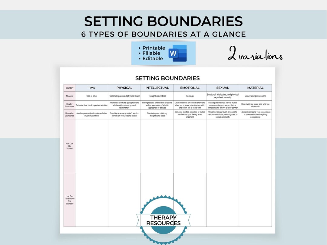 Setting Boundaries Template Fillable Editable Printable - Etsy UK