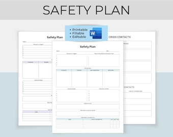 Safety Plan Template, Fillable & Printable Tools, Crisis Management ...