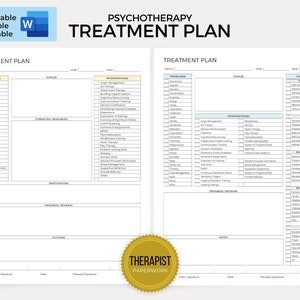 Psychotherapy Treatment Plan Editable Word Template - Etsy