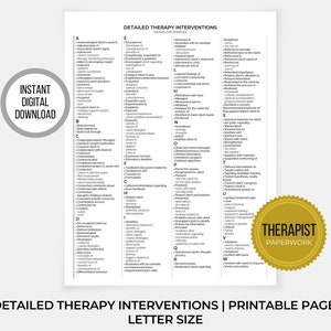 Therapy Interventions List, Clinical Terms Cheat Sheet, Reference for ...