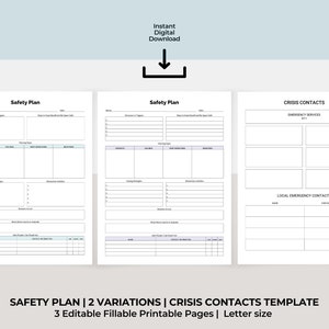 Safety Plan Template, Crisis Plan, Coping Skills, Suicide Prevention - Etsy