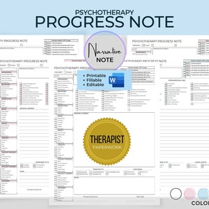 Psychotherapy Progress Note Template, Narrative Note, Therapy Practice ...