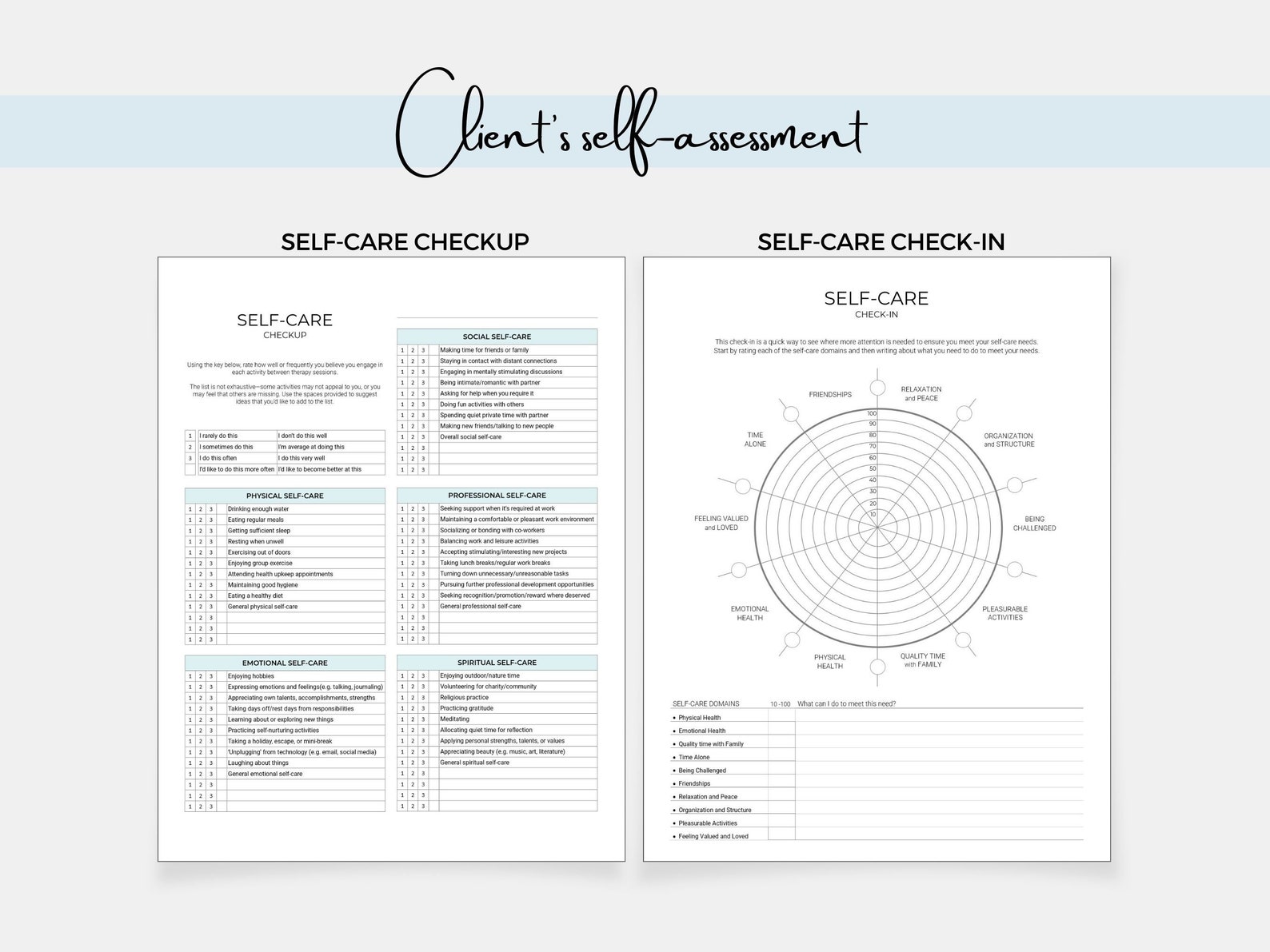 Self-care Checkup Template Editable, Self-care Check-in Printable ...
