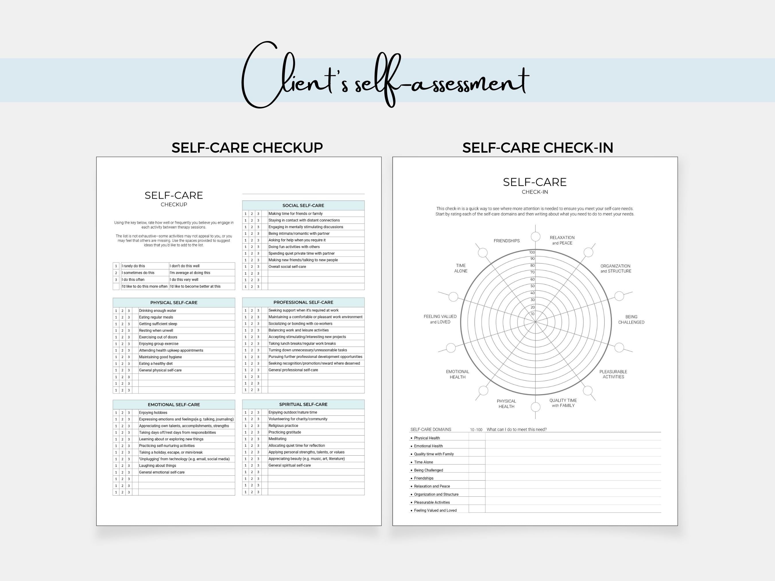 Self-care Checkup Template Editable, Self-care Check-in Printable ...