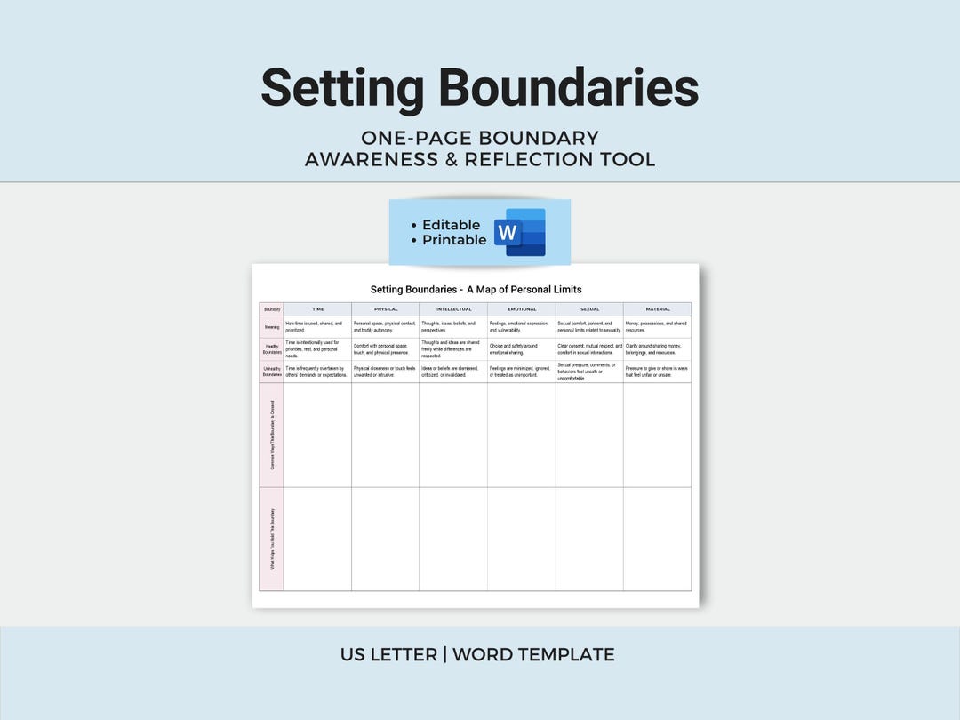 Setting Boundaries Worksheet – A Map of Personal Limits - Etsy