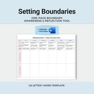 Setting Boundaries Worksheet – A Map of Personal Limits - Etsy