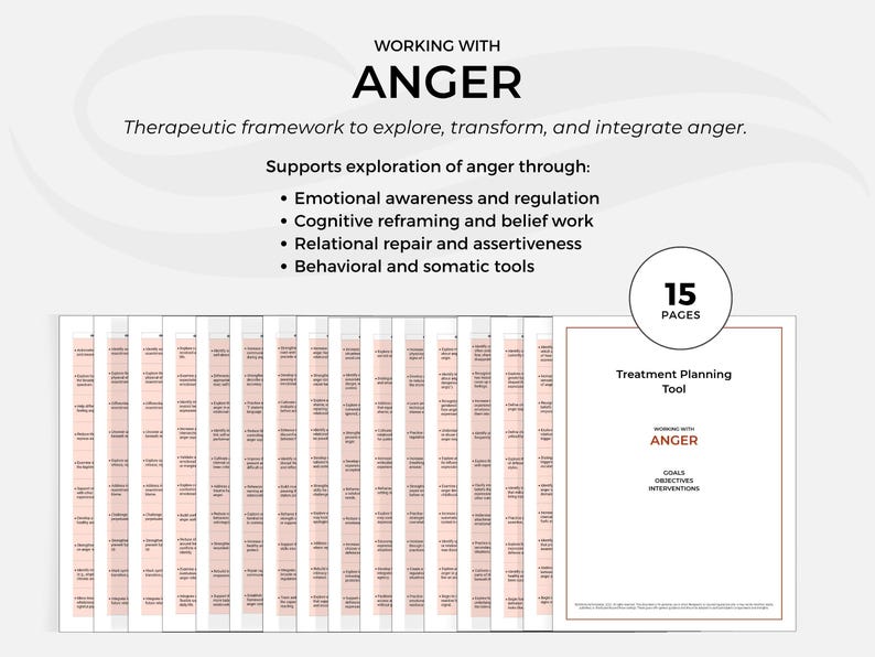 Anger Goals, Objectives and Interventions, Anger Management, Treatment ...