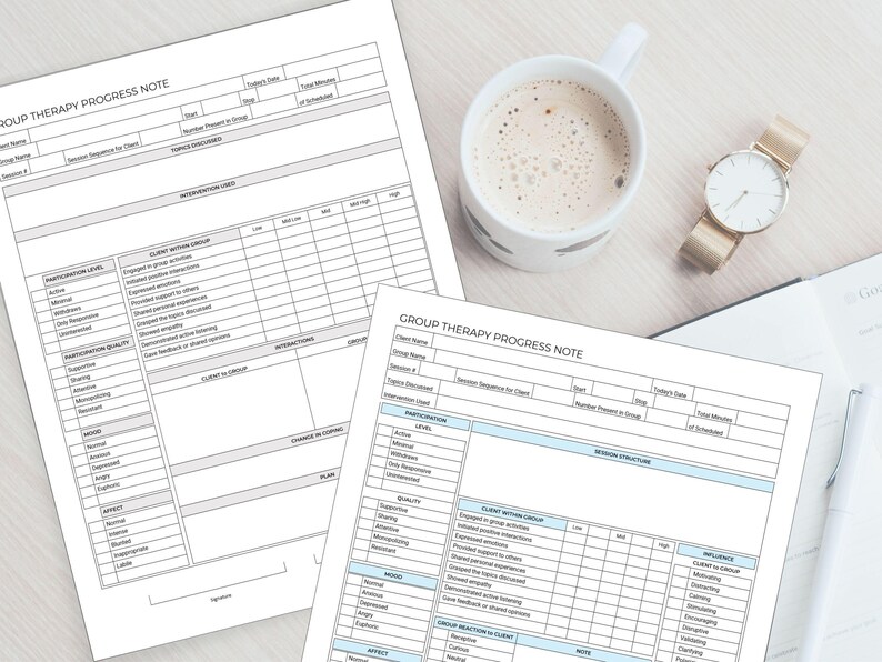 Group Therapy Progress Note, Therapy Session Documentation, Therapy ...
