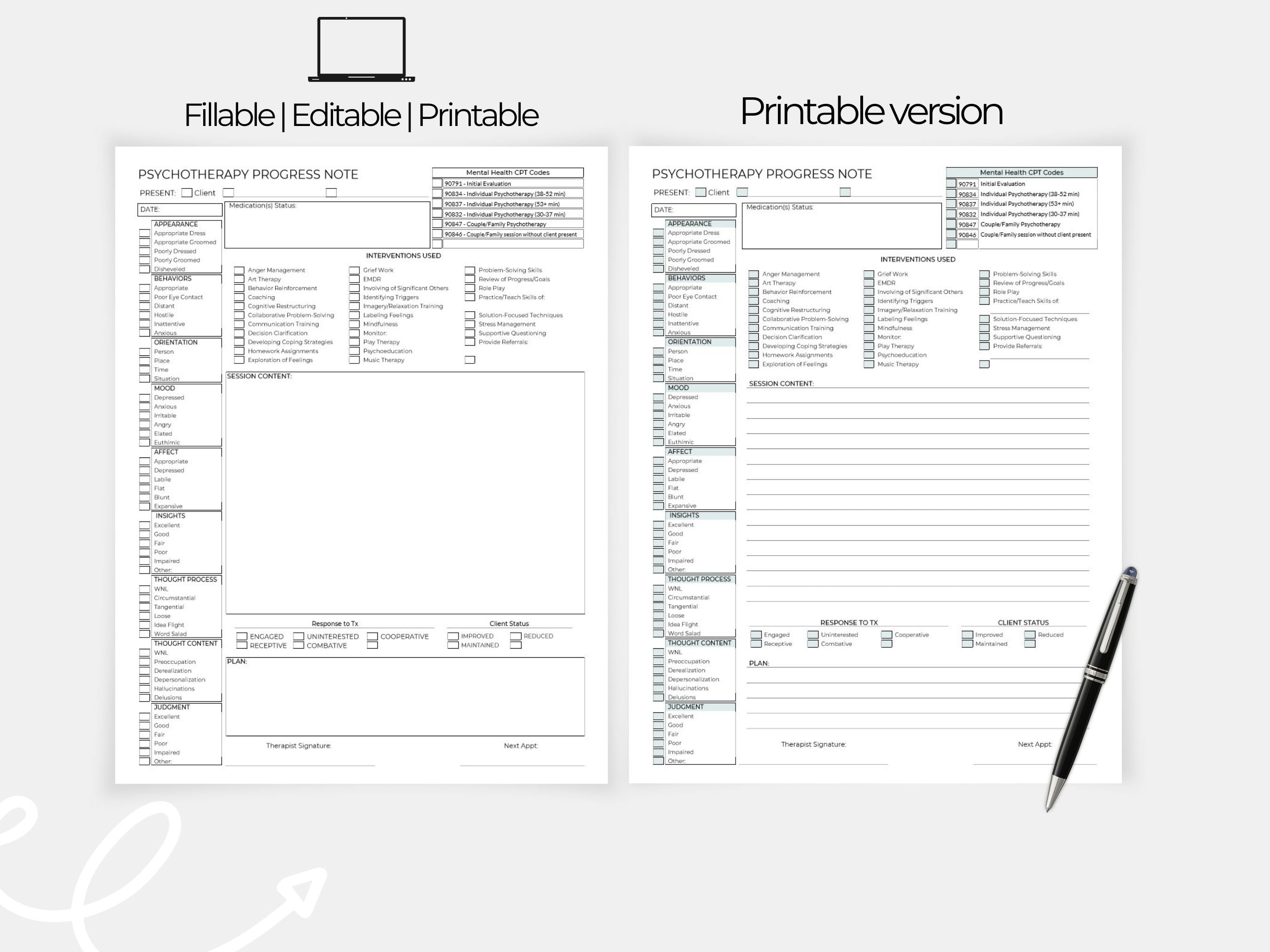 Psychotherapy Progress Note Template Narrative Note Therapy - Etsy