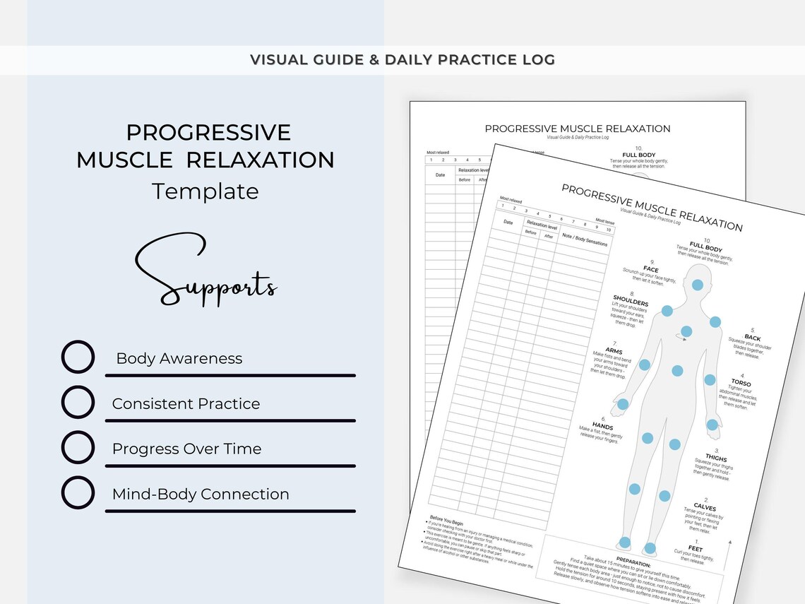Progressive Muscle Relaxation Template, Anxiety Management, PMR ...