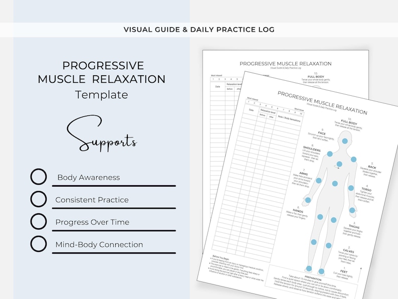 Progressive Muscle Relaxation Template, Anxiety Management, PMR ...