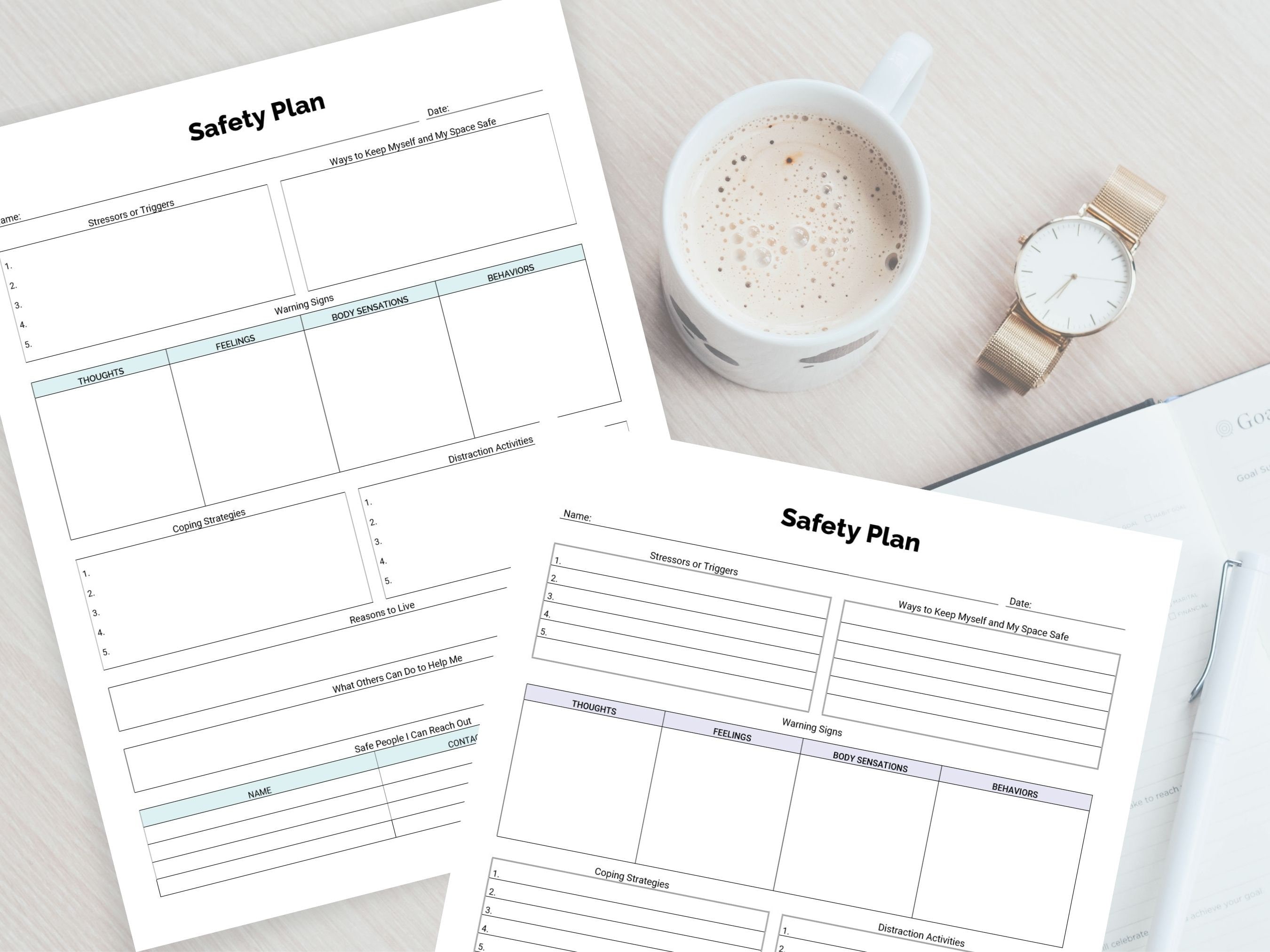 Safety Plan Template Crisis Plan Coping Skills Suicide - Etsy