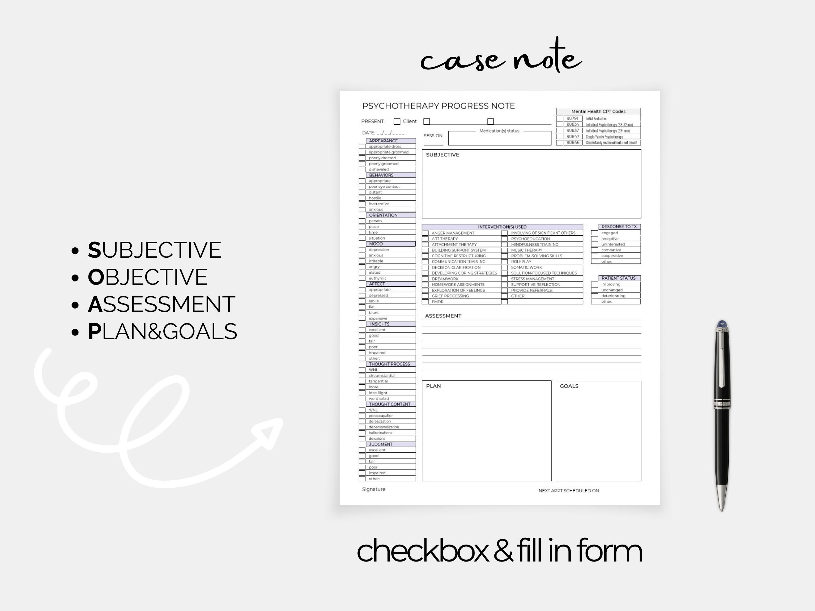 Soap Note Psychotherapy Progress Note Template Private - Etsy