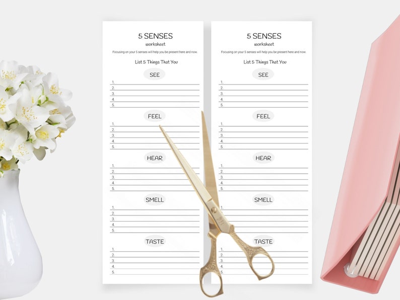 5 Senses Worksheet Mindfulness Activity Acceptance and - Etsy