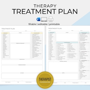 Psychotherapy Treatment Plan Editable Word Template, Counseling Plan ...