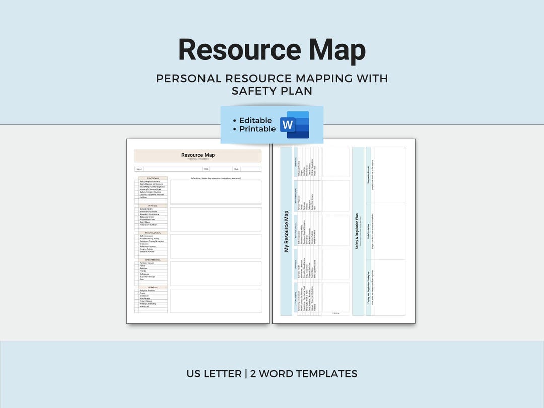Therapy Client Resource Map With Safety Plan, Strength-based Therapy ...
