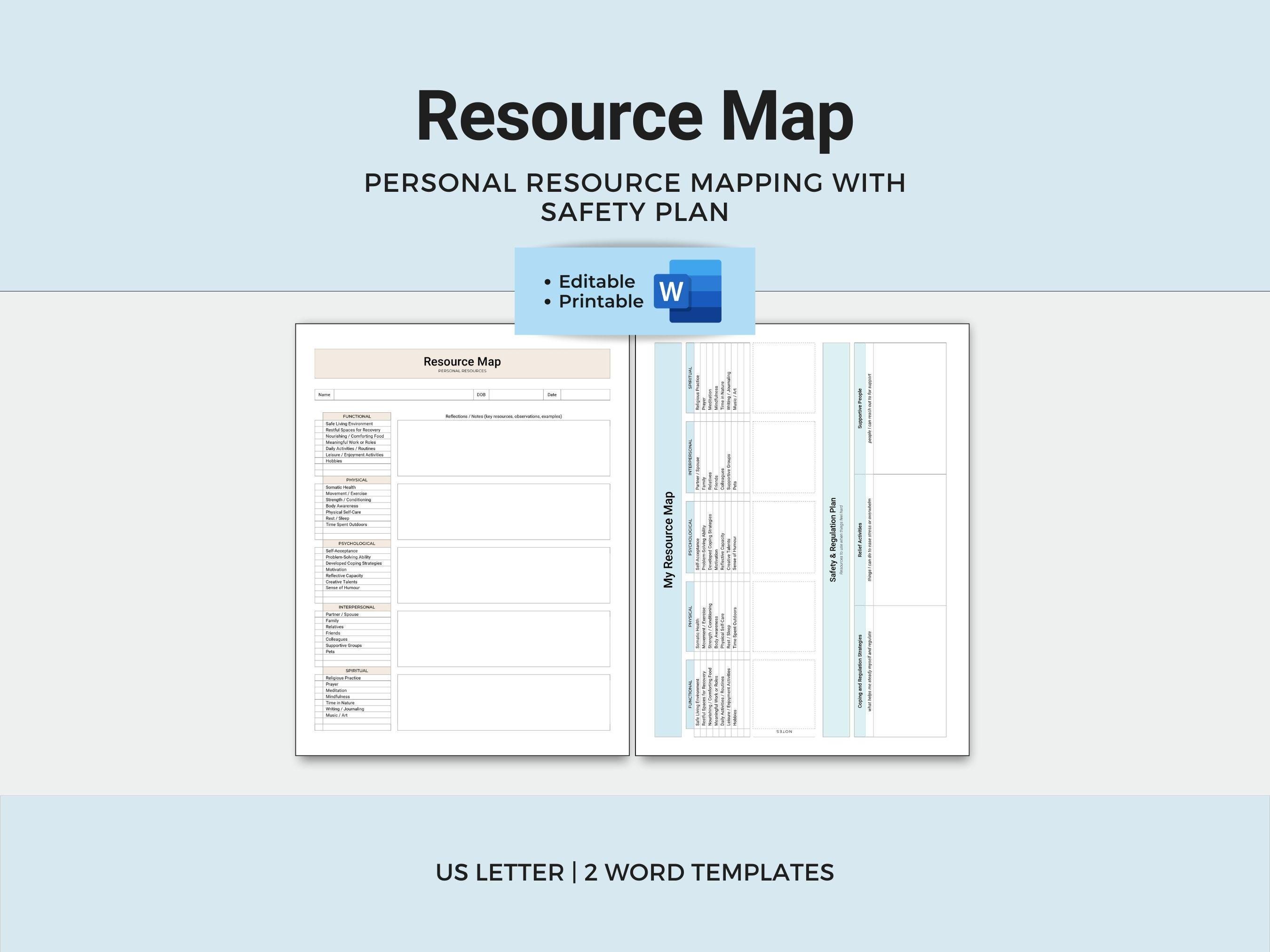 Therapy Client Resource Map With Safety Plan, Strength-based Therapy ...