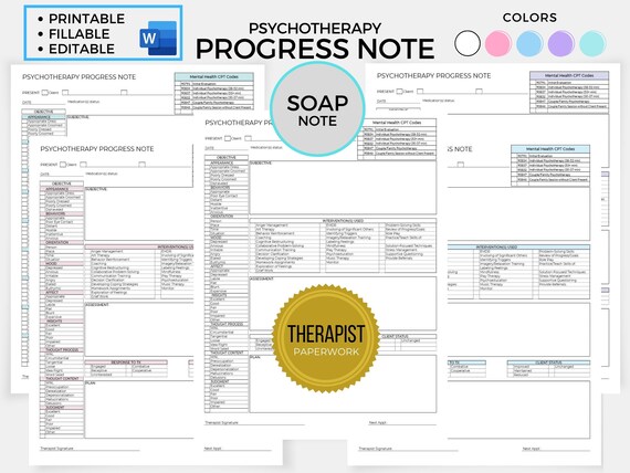 Psychotherapy Progress Note SOAP Note Word Template Private - Etsy