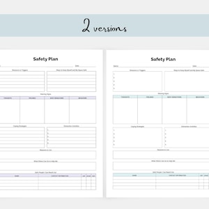 Safety Plan Template, Crisis Plan, Coping Skills, Suicide Prevention - Etsy