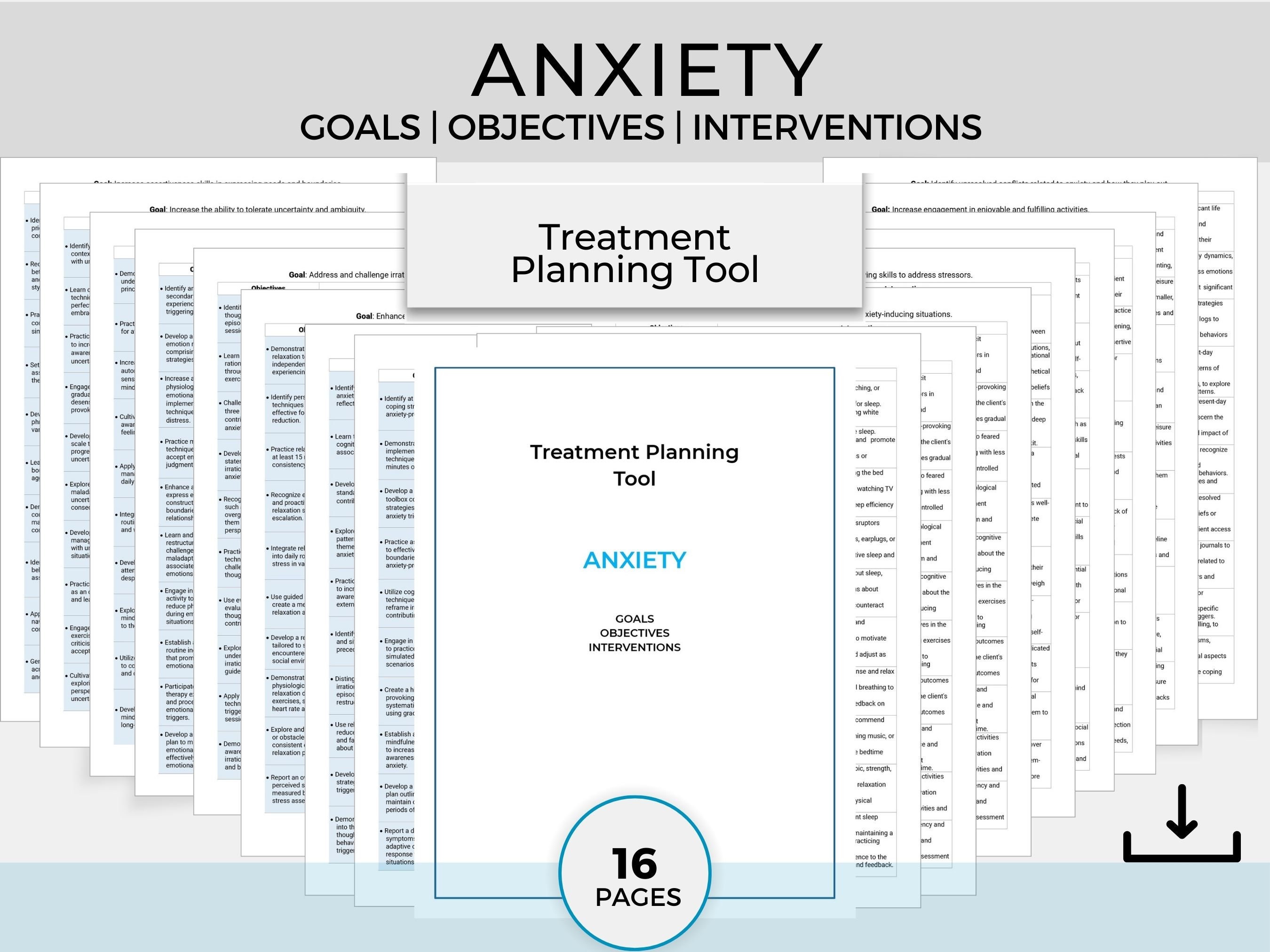 Anxiety Goals, Objectives and Interventions, Treatment Planning ...