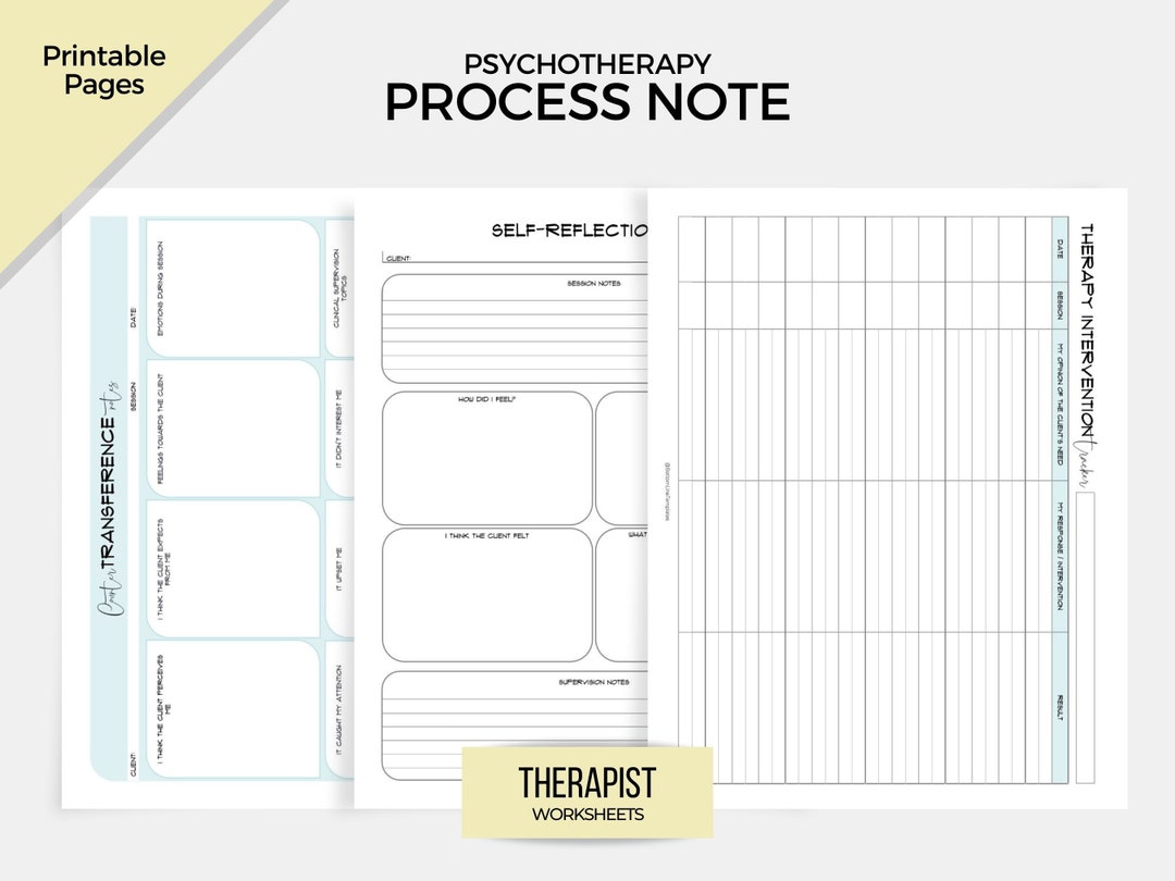 Psychotherapy Process Note Printable, Therapist Worksheets, Resources ...