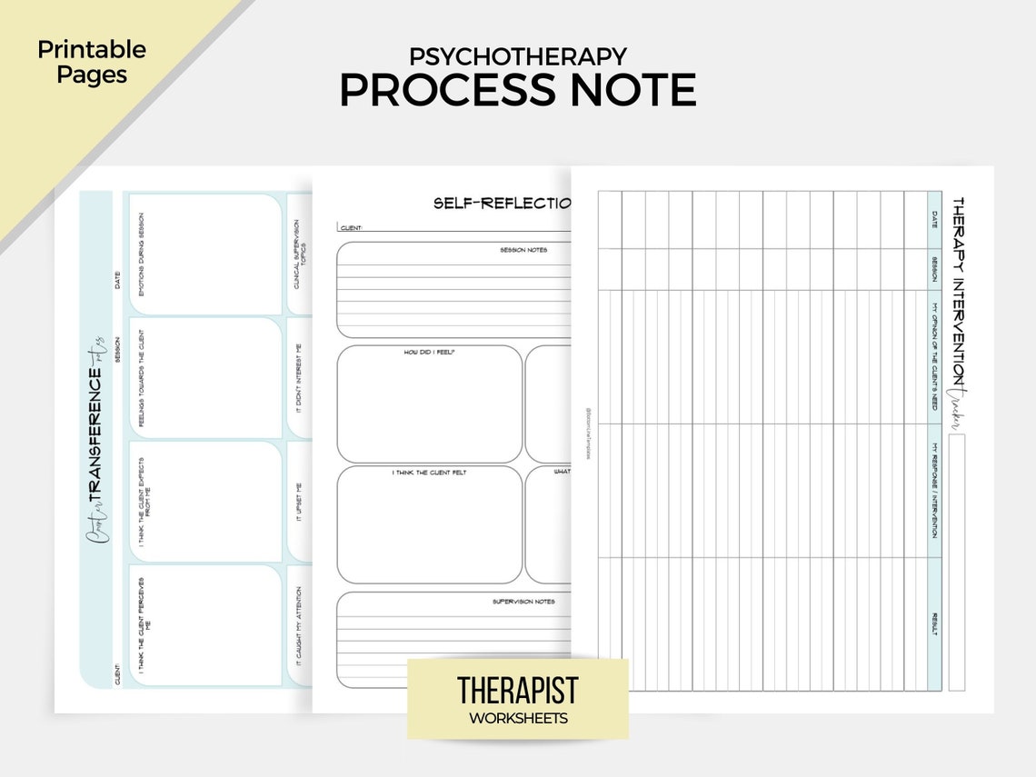 Psychotherapy Process Note Printable Therapist Worksheets - Etsy